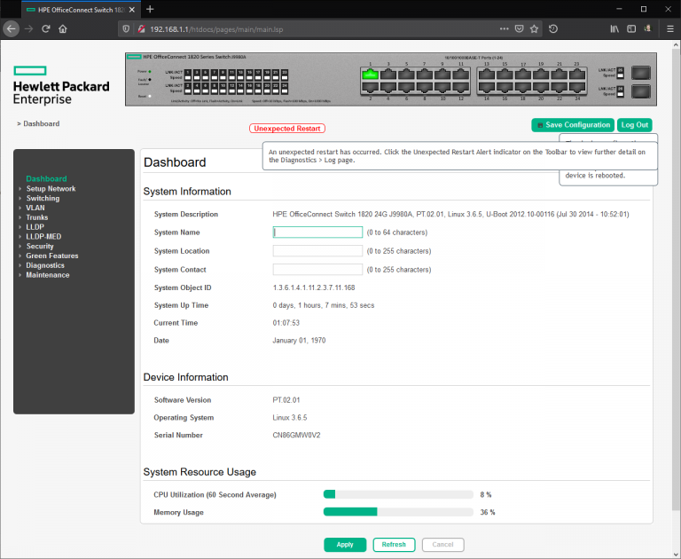 2_switch_hp_dashboard - Pense em TI