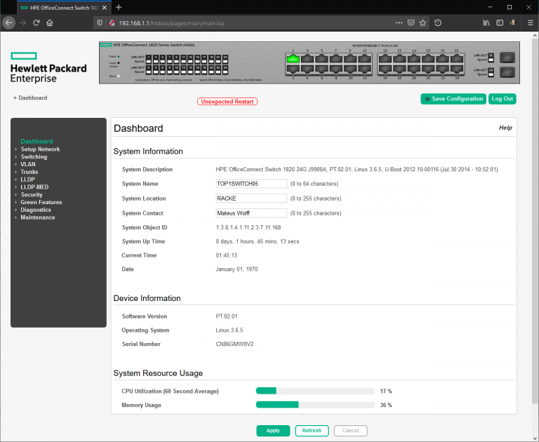 Configurando Switch HP 1820 (J9980A) - Pense em TI