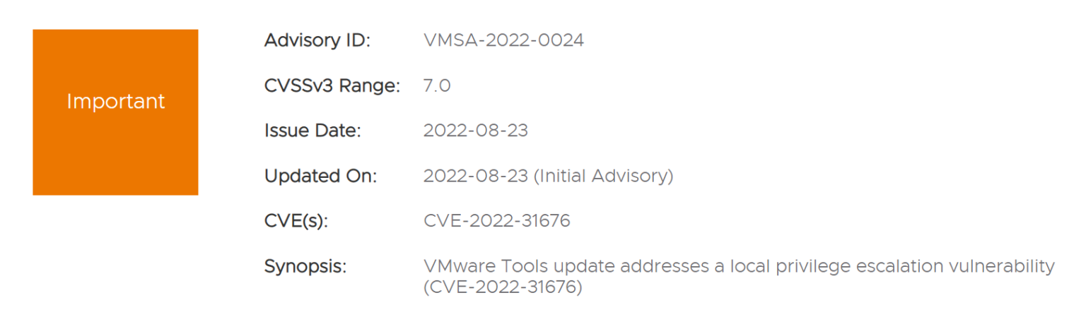 Udate VMware - VMSA-2022-0024 - Pense em TI