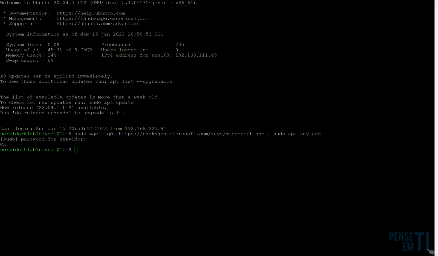 Instalação Microsoft SQL Server no Linux - Pense em TI