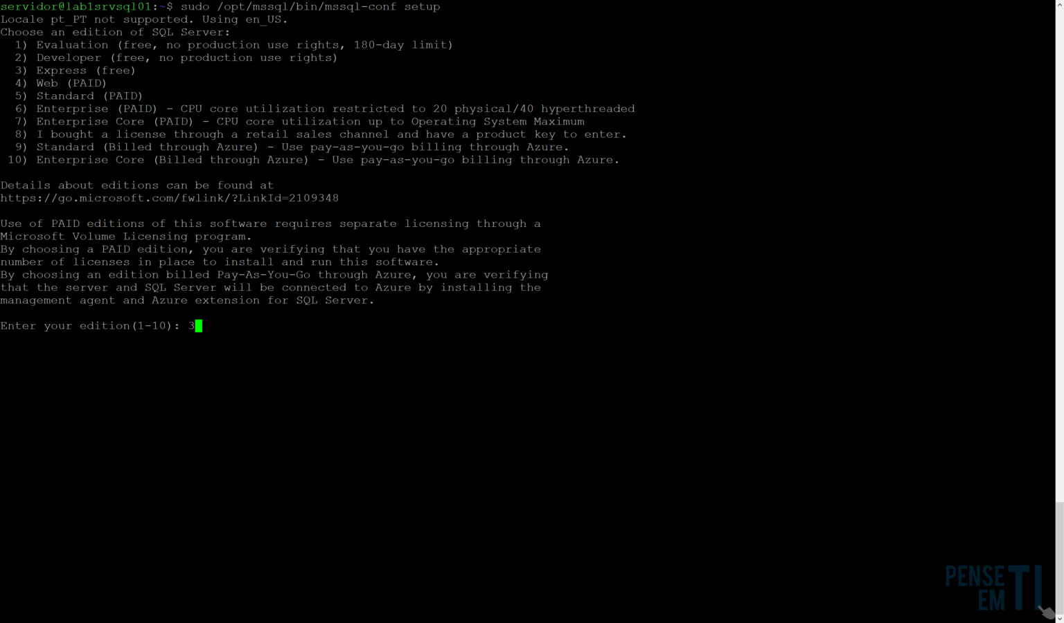 Instalação Microsoft SQL Server no Linux - Pense em TI