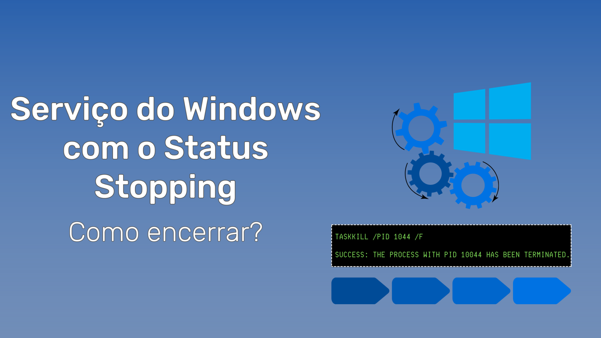 Serviço do Windows com o Status Stopping - Pense em TI